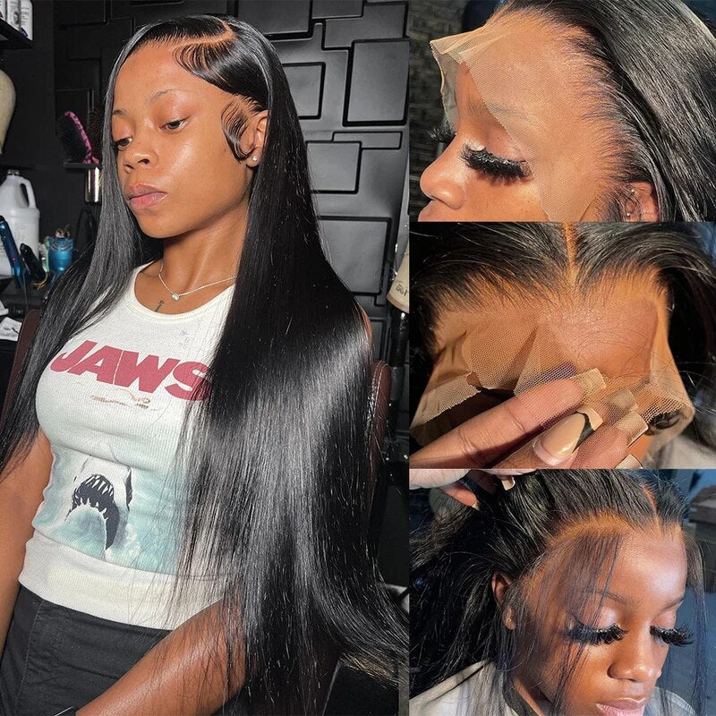 Straight Hair 360 Full Lace Frontal Wig 180% Density Human Hair Wigs ...