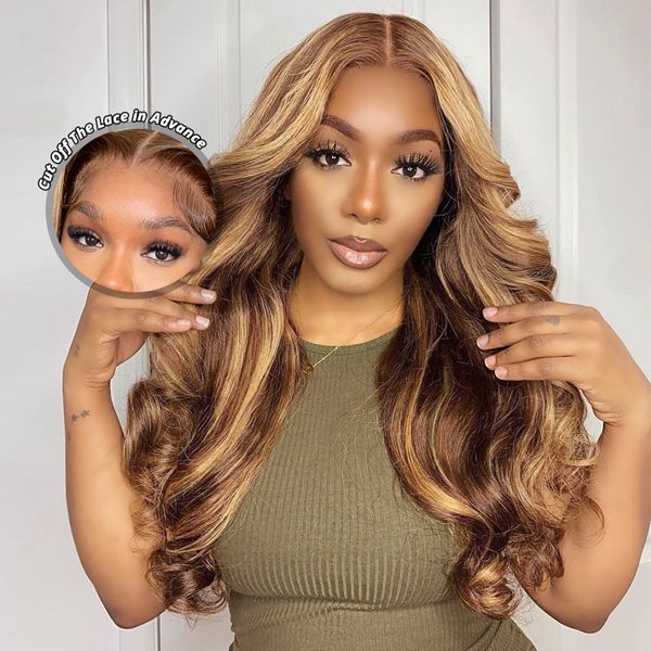 P4/27 Highlight Ready To Go Wigs Body Wave 7x5 HD Lace Closure Wig ...