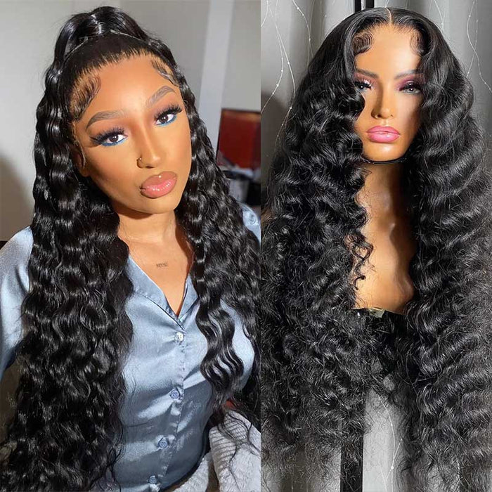 Loose Deep Wave 13x6 HD Full Lace Front Wigs Pre Plucked Hairline Human ...