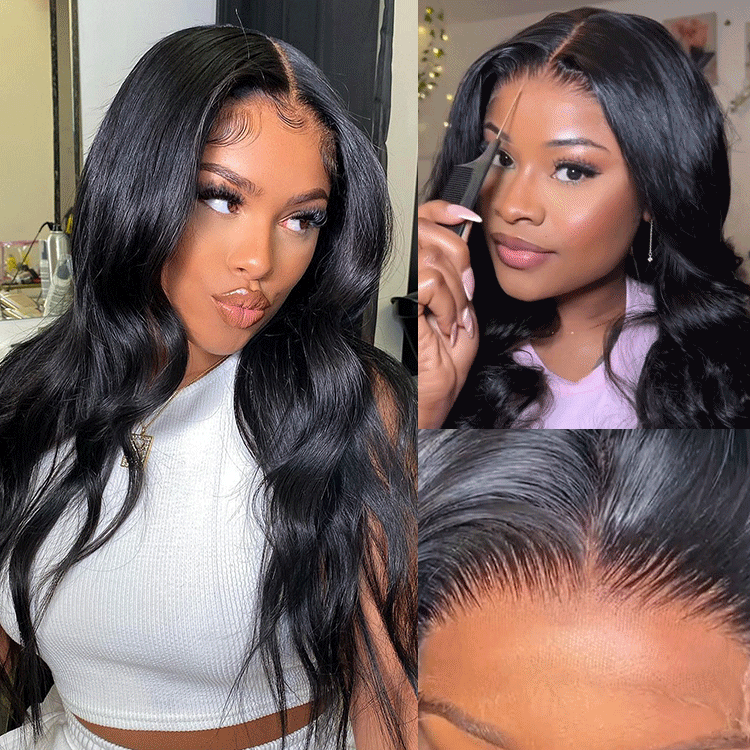 7x5 HD Pre cut Lace Front Wig Glueless Body Wave Wig Pre Plucked Real ...